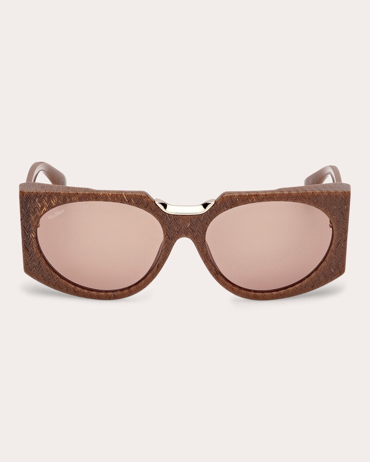Max Mara Spark 5 Rectangular-Frame Brown Acetate Sunglasses - ShopStyle