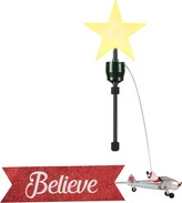 Mr. Christmas Animated Tree Topper Santa's Sleigh with Banner Santa ...