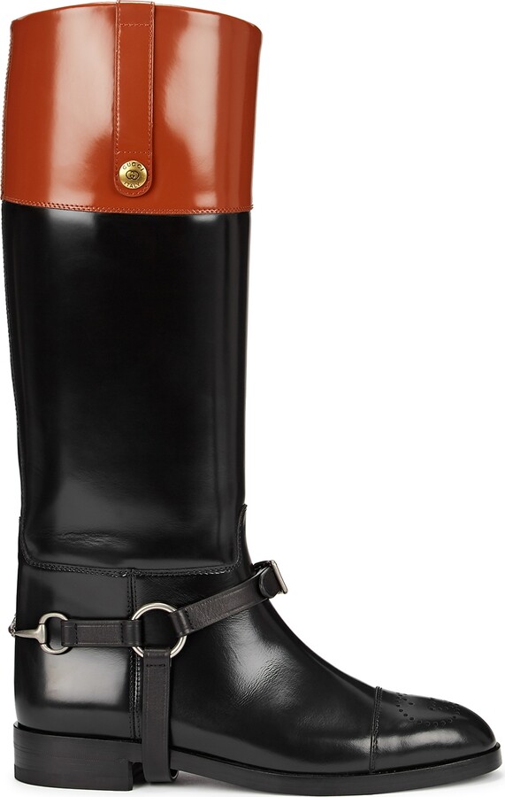 Gucci Zelda Black Leather Knee-high Riding Boots - 6 - ShopStyle