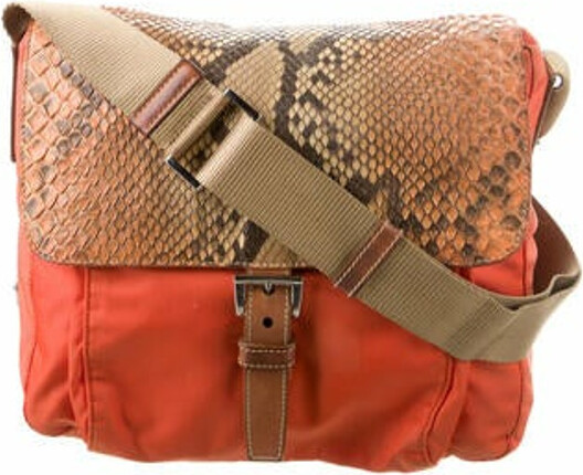 Prada Python-Trimmed Nylon Messenger Bag - ShopStyle
