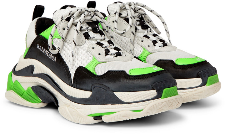 Balenciaga Triple S Mesh, Nubuck And Leather Sneakers - ShopStyle