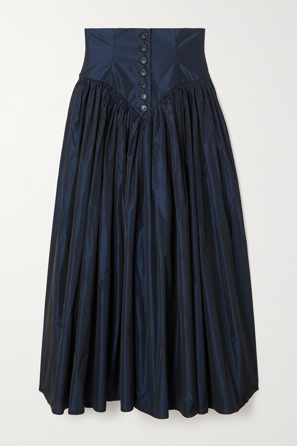 Renaissance Renaissance Esther Gathered Taffeta Midi Skirt - Blue ...