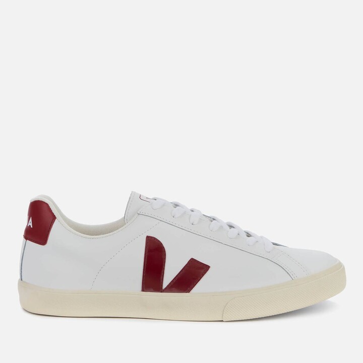 Veja Men's Esplar Logo Leather Trainers - Extra White/Marsala - ShopStyle