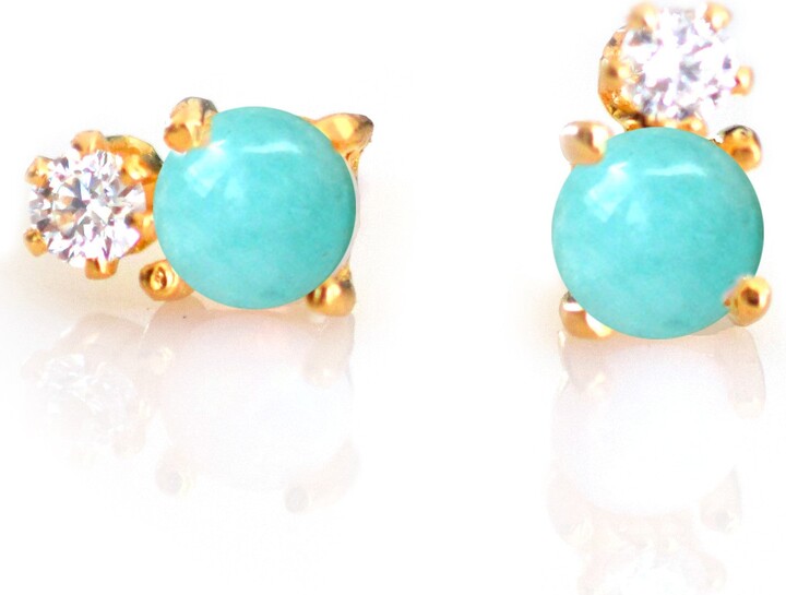 La Kaiser Turquoise & Diamond Doublet Studs - ShopStyle Fine Earrings