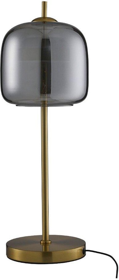Living and Home Smoked Glass Bedside Table Lamp Brass Base - ShopStyle