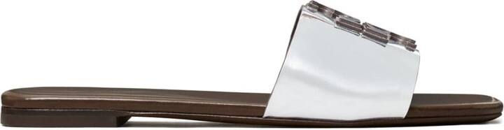Tory Burch Ines mirrored faux-leather slides - ShopStyle