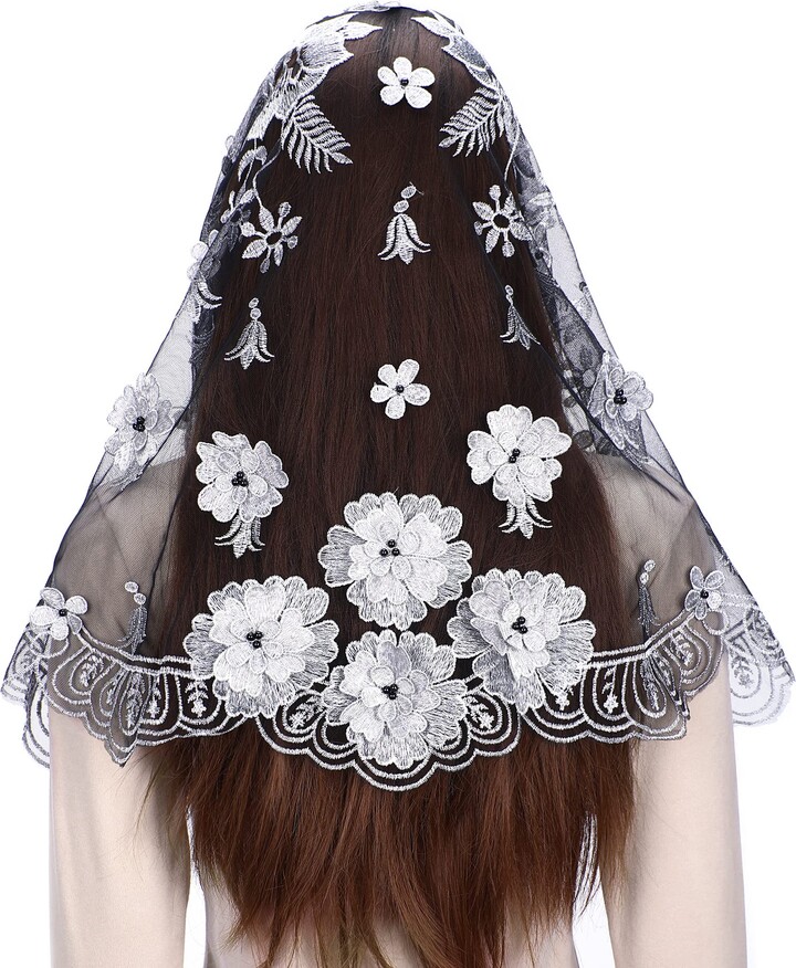 Bozidol Catholic Chapel Mantilla Veil Floral Embroidery Spanish Lace ...