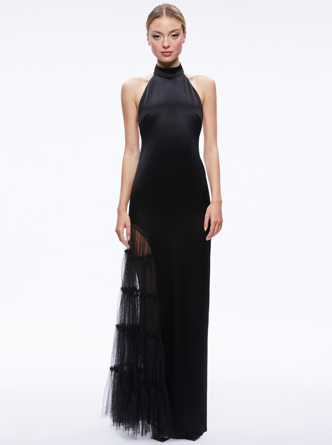 Alice + Olivia Ryn Slit Tulle Panel Maxi Dress - ShopStyle