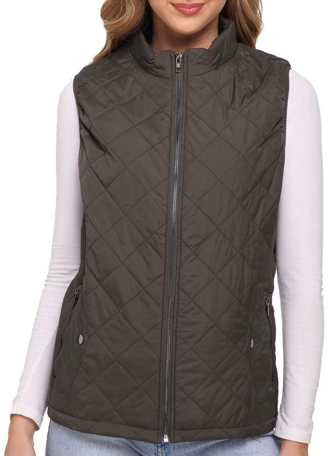 Sylanfia Zip Lightweight Gilet Jackets Women Gilets Stand Collar Ladies Padded Vest Jacket ...
