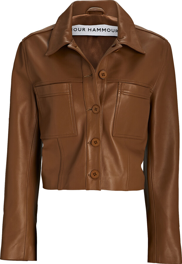 Nour Hammour Saskia Cropped Leather Jacket - ShopStyle