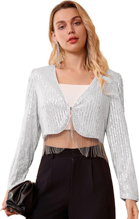 Kate Kasin Wedding Elegant Festive Bolero Women Short Sleeve Shoulder ...