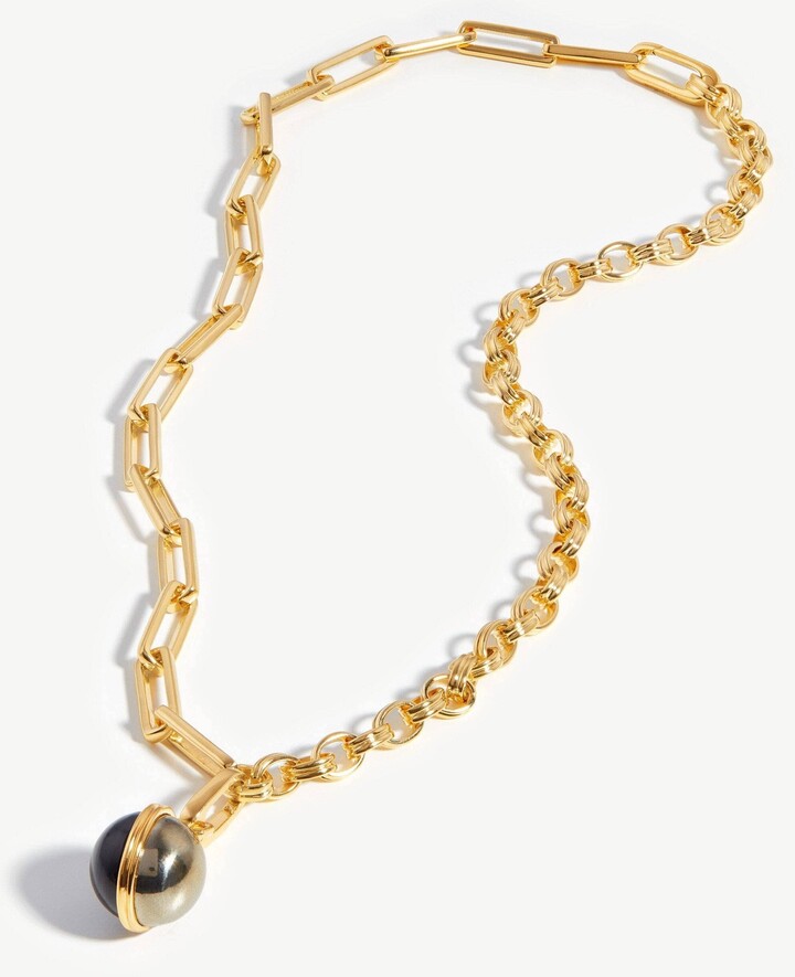 Deconstructed Axiom Sphere Chain Necklace 18ct Gold Plated/Pyrite ...
