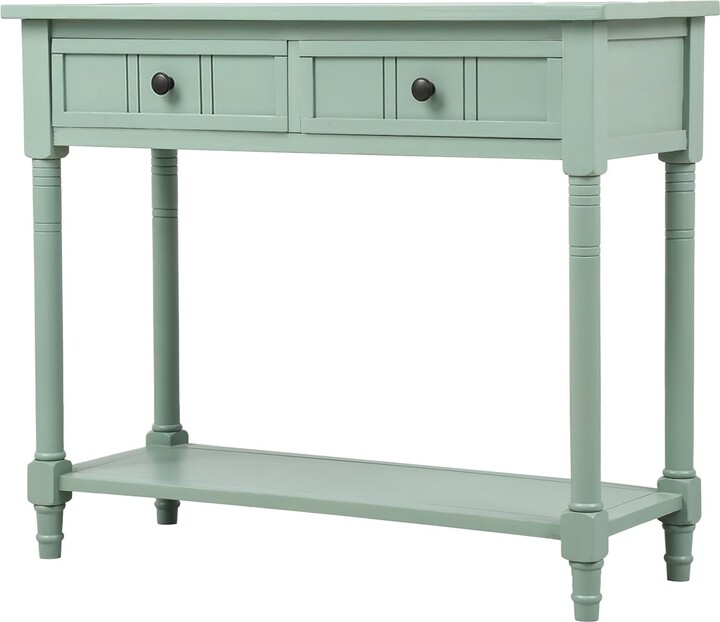 Console Table Traditional Design with Two Drawers and Bottom Shelf ...