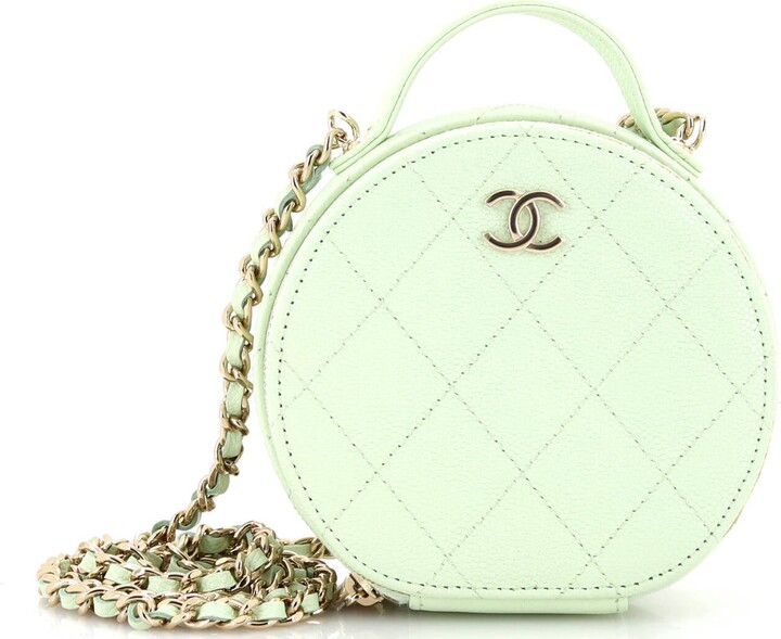 Chanel Handle with Care Round Vanity Case with Chain Quilted Caviar ...