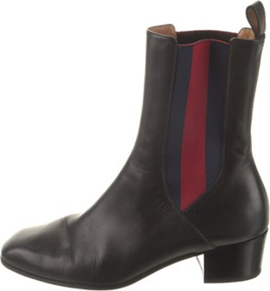 Gucci Web Accent Leather Chelsea Boots - ShopStyle