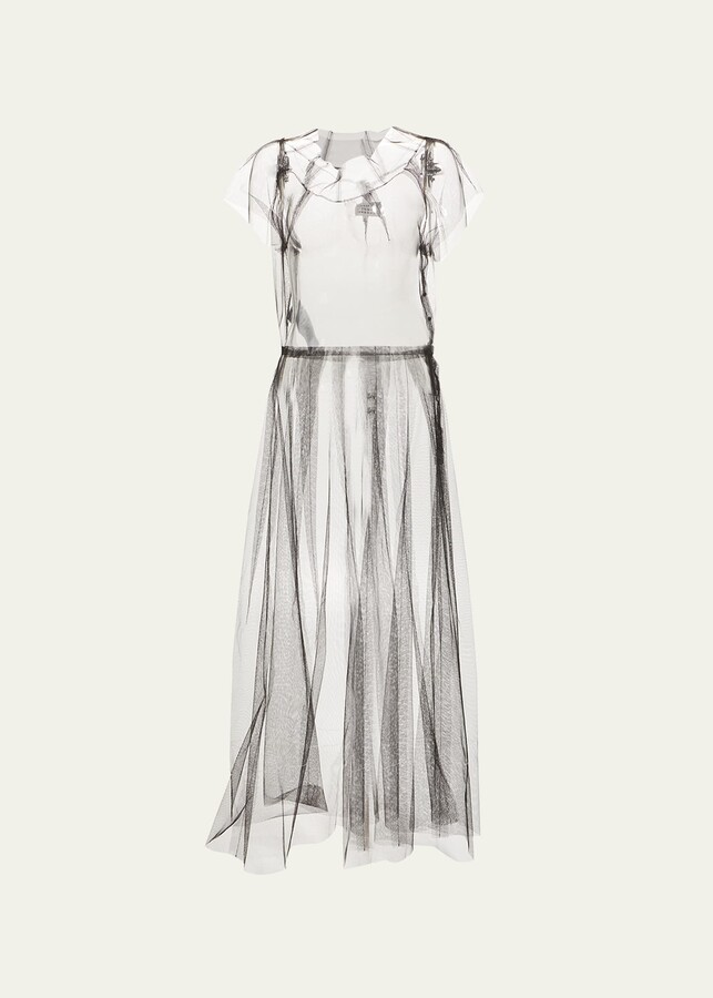 Maison Margiela Sheer Tulle Overlay Maxi Dress - ShopStyle