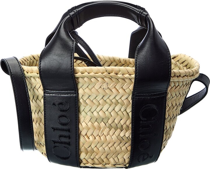 Chloé Sense Small Raffia & Leather Basket Tote - ShopStyle