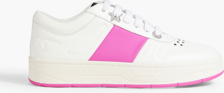 Jimmy Choo Hawaii crystal-embellished perforated leather sneakers - ShopStyle