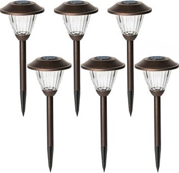 gigalumi Bronze Outdoor Solar Garden Warm White Pathway Led Lights 6 ...