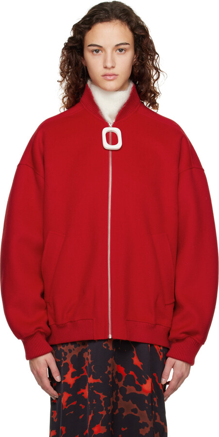 J.W.Anderson Red Oversized Bomber Jacket - ShopStyle