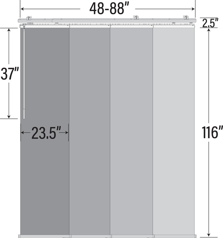 InStyleDesign Prism 4-Panel Single Rail Panel Track Extendable 48"-88"W ...