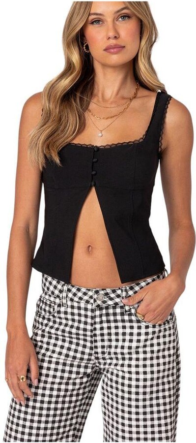 Edikted Women's Odette Split Front Tailored Top - ShopStyle