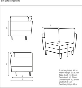 Sofi Modular Sofa Corner Seat Unit, Dark Leg, Navy Velvet - ShopStyle