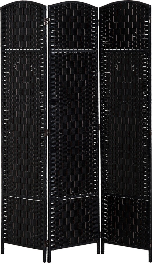 Homcom 3 Panel Resin Wicker Folding Room Divider Privacy Screen Home ...