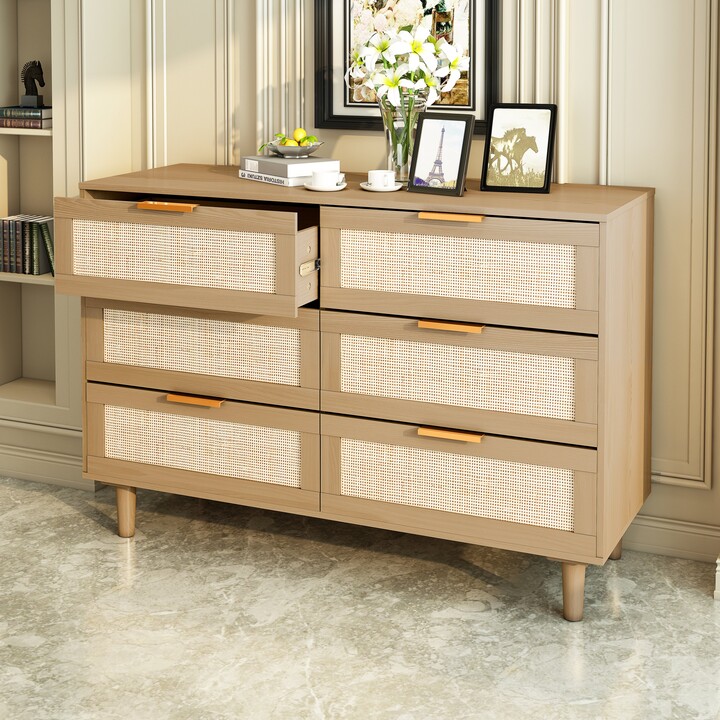 Modern 6 drawers Rattan dresser Rattan Drawer - ShopStyle