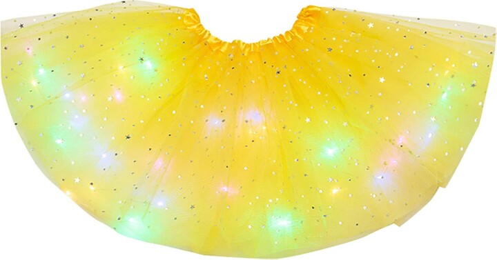 SHITOUJI Tutu Skirts for Women LED Light Up Glitter Star Sequins Tutu ...