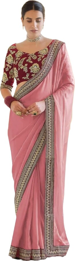 Globyz Women Party Wear Georgette Saree Embroidery Work Saree Wedding ...