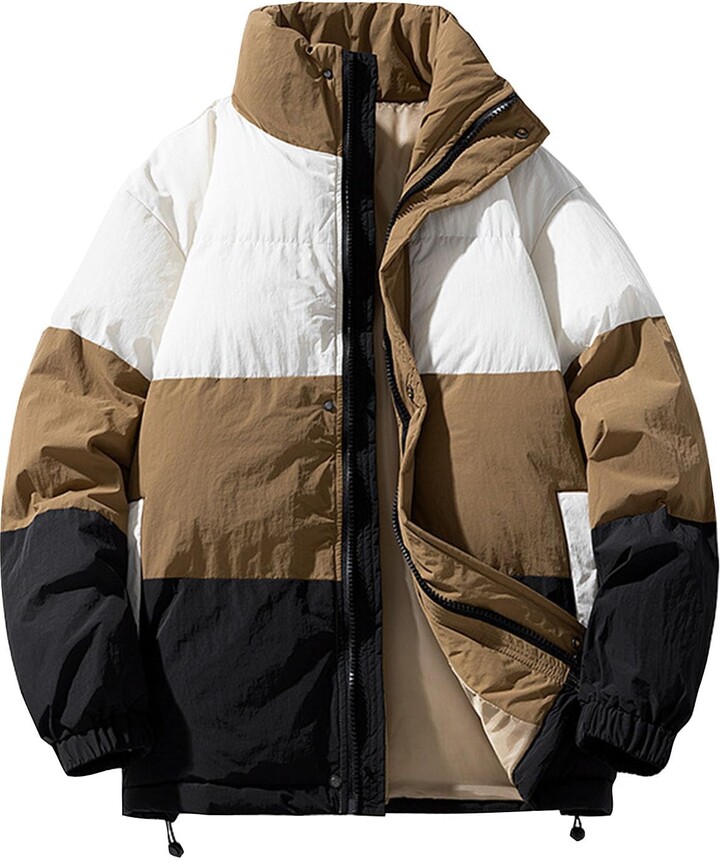 YOGALULU Duck Feather Jacket Mens Navy Fleece Jacket Maxi Coat Puffer ...