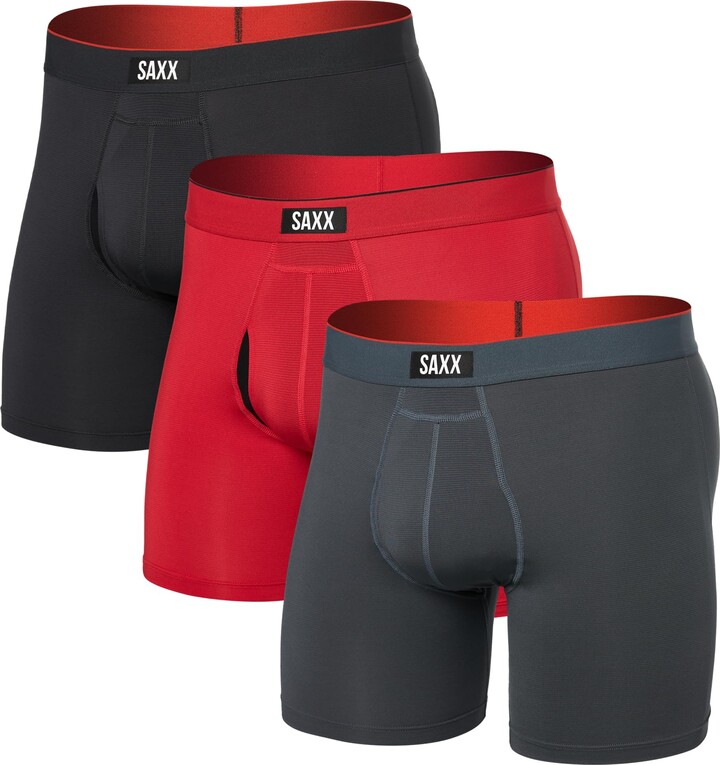 SAXX Underwear Co. Saxx Mens Multi Sport Mesh Boxer Brief Fly 3 Pack M ...