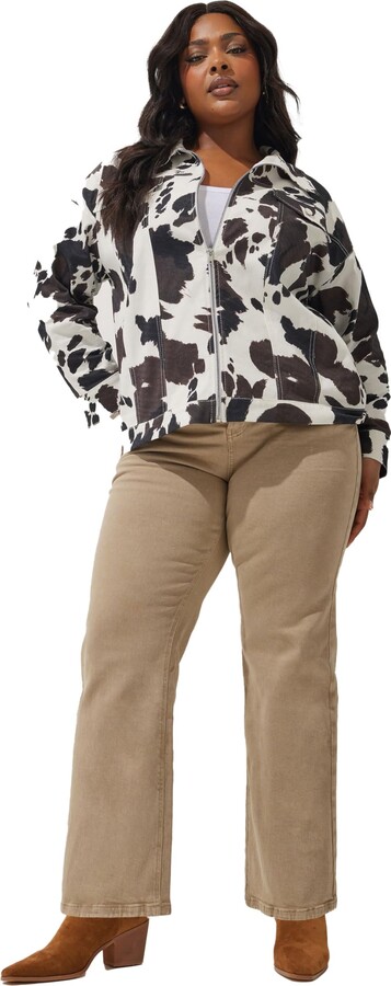 Yours Limited Collection Curve & White Cow Print Collared Jacket ...