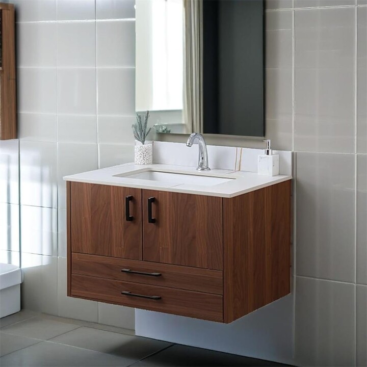 DEELIGHT Sintered Stone Bathroom Vanity w/Undermount Sink & Single ...