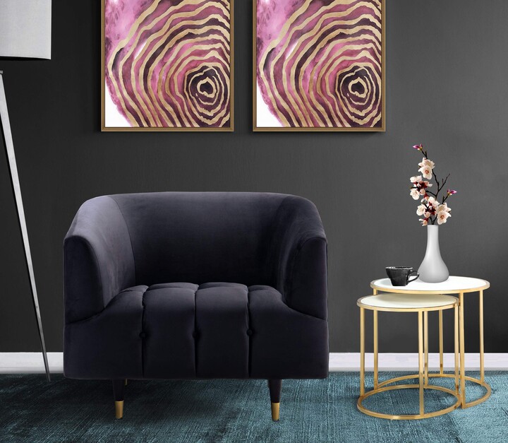 Iconic Home Julia Accent Club Chair Velvet Upholstered Channel-Quilted ...