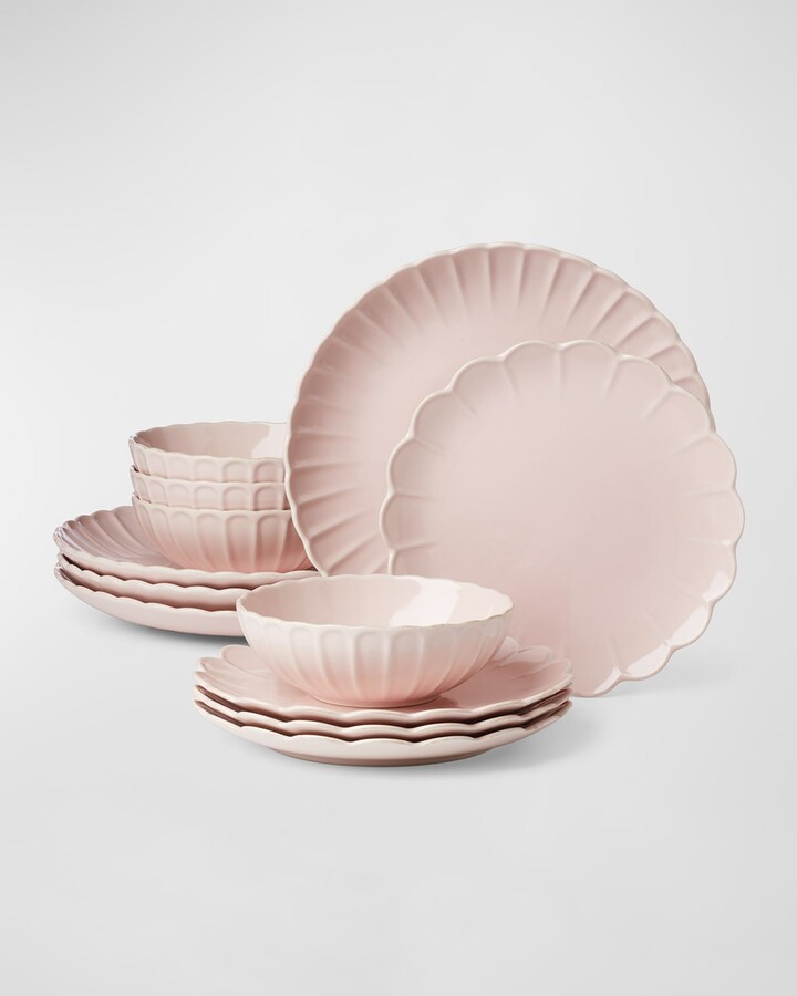 Lenox French Perle Scallop Blush 12-Piece Dinnerware Set, Service for 4 ...