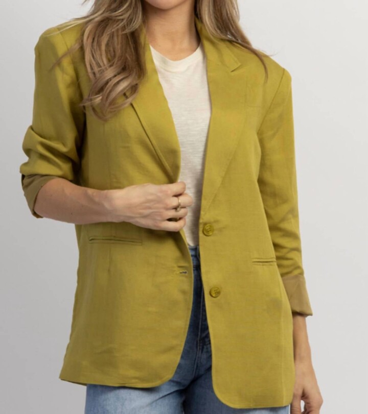 Crescent Strictly Biz Button Blazer In Chartreuse - ShopStyle