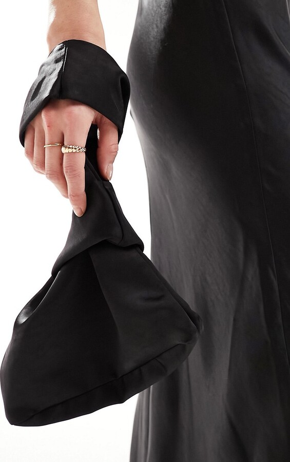 Six Stories Bridesmaid satin pouch bag in black - part of a set ...