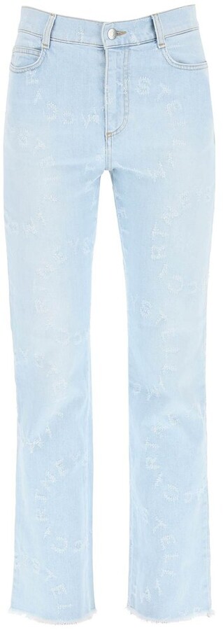 Stella McCartney Logo Detailed Frayed Edge Jeans - ShopStyle