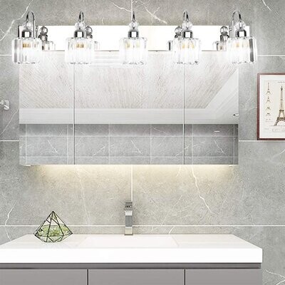 Everly Quinn Modern LED Crystal Bathroom Vanity Lights 5-Lights ...