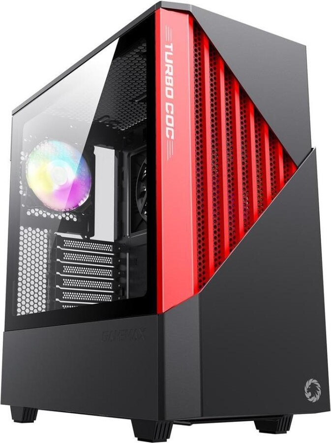 GameMax Steel & Tempered Glass Atx Mid Tower Computer Case, Black & Red ...