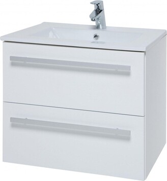 Clifton White Bathroom 2-Drawer Wall Hung Unit with Ceramic Basin 60cm ...