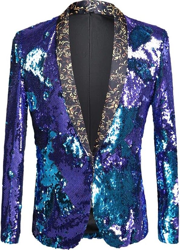 Generic Sequin Blazer Jacket for Men Night Club Graduation Suit Blazer ...