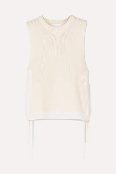 Helmut Lang Military Shell-trimmed Ribbed Cotton Vest - Cream ...