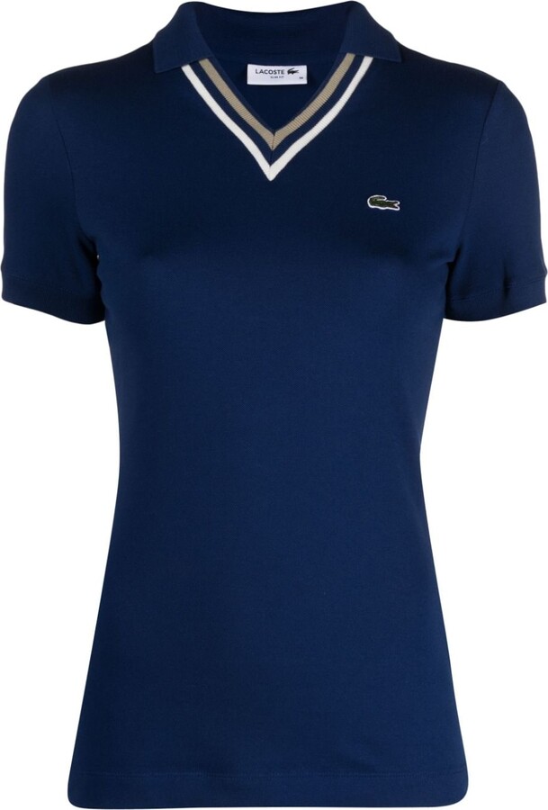 Lacoste Crocodile-Patch Striped Polo Shirt - ShopStyle Tops