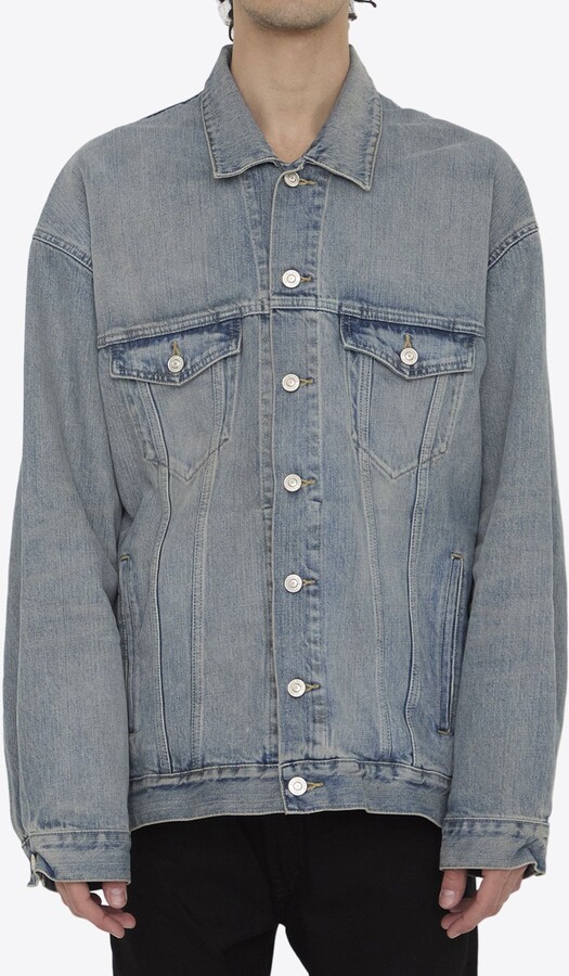 Balenciaga Washed-Out Denim Logo Jacket - ShopStyle