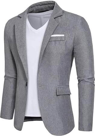 WAIDFU Men's Casual Blazers One Button Slim Fit Smart Blazer Coat ...