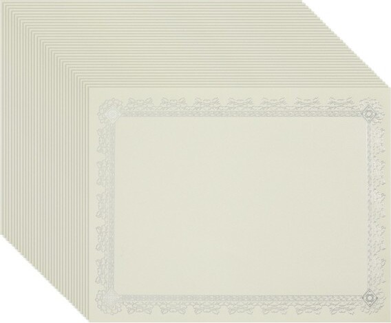 Best Paper Greetings 48 Pack Silver Foiled Ivory Blank Certificate ...