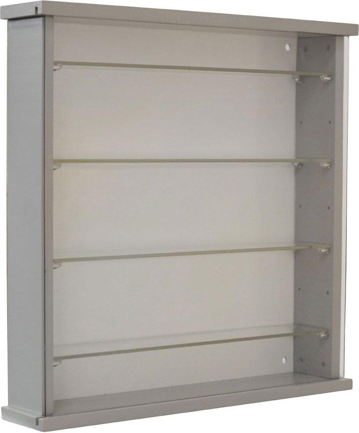Watsons Wood Wall Display Cabinet With 4 Adjustable Glass Shelves Grey ...
